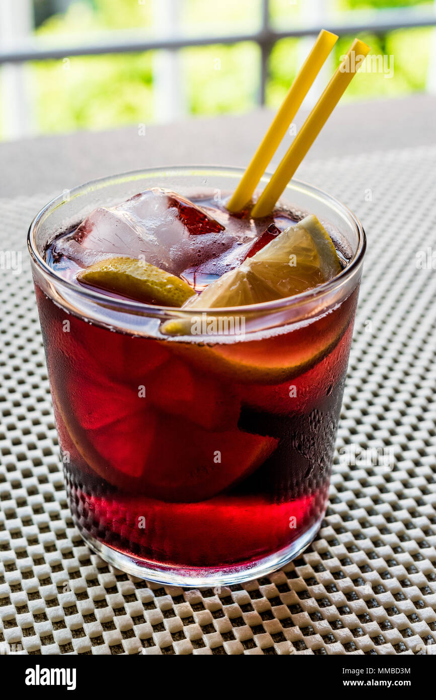 Americano Cocktail with lemon and ice. Beverage Concept Stock Photo - Alamy