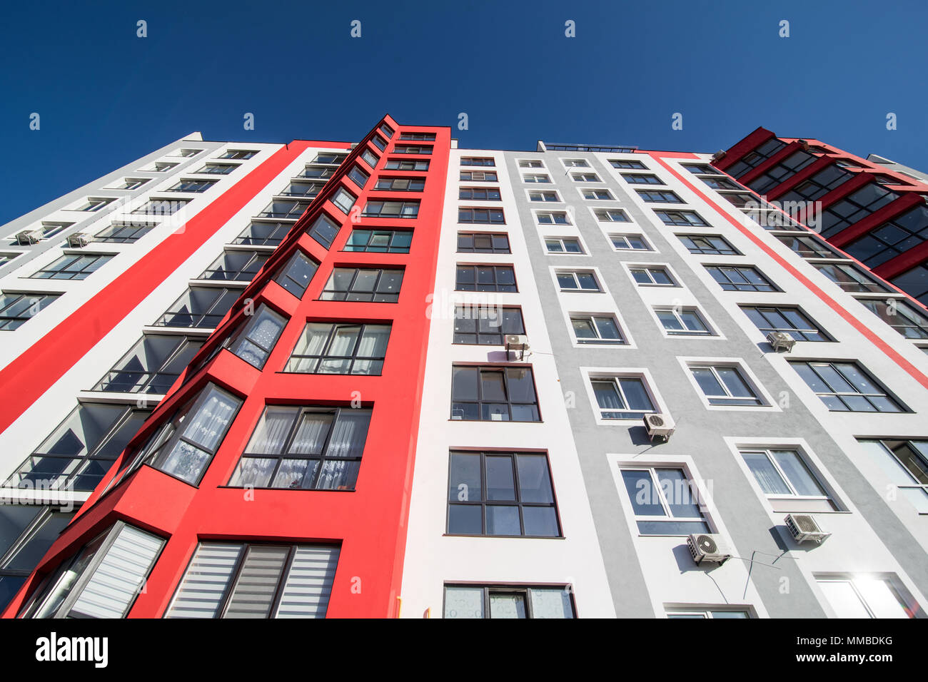 close up on modern apartment building in sunny day Stock Photo - Alamy