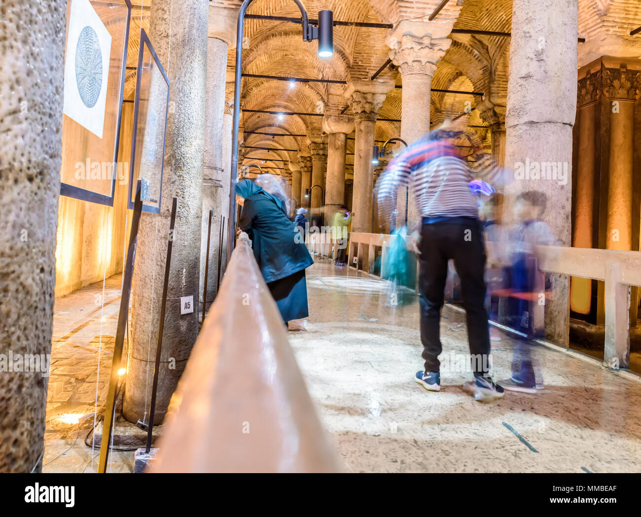 Interior view of Basilica Cistern,an underground water reservoir and ...
