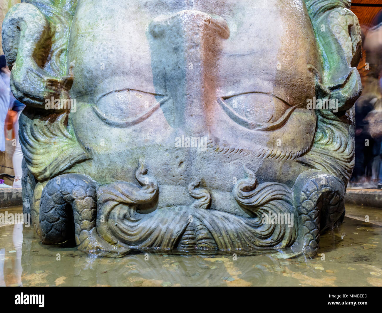 Head of Medusa Sculpture in Basilica Cistern,an underground water ...