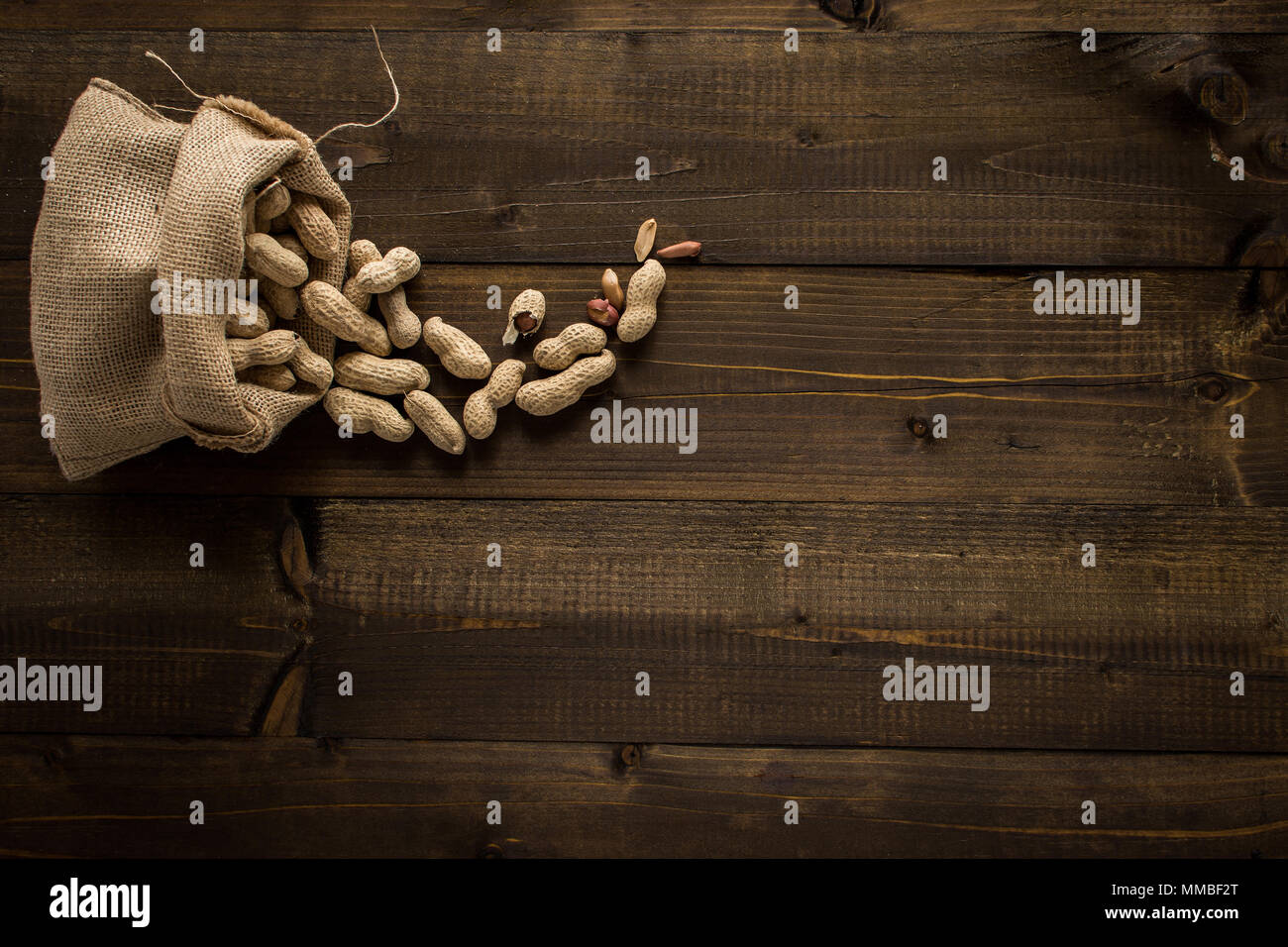 Peanuts in Shells on Wooden Background. Rustic Style Stock Photo - Alamy