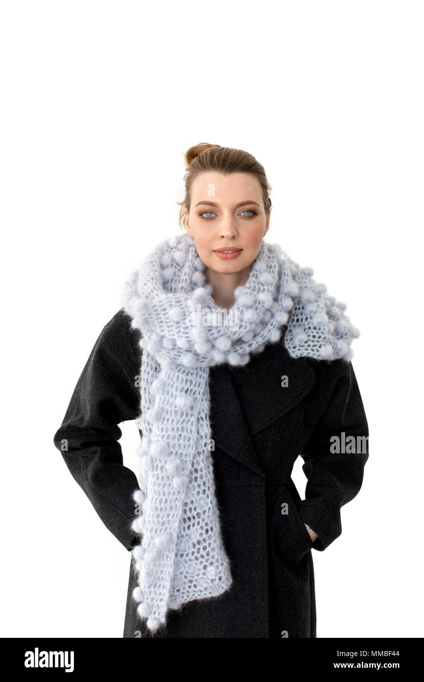 Young woman in coat scarf hi-res stock photography and images - Alamy