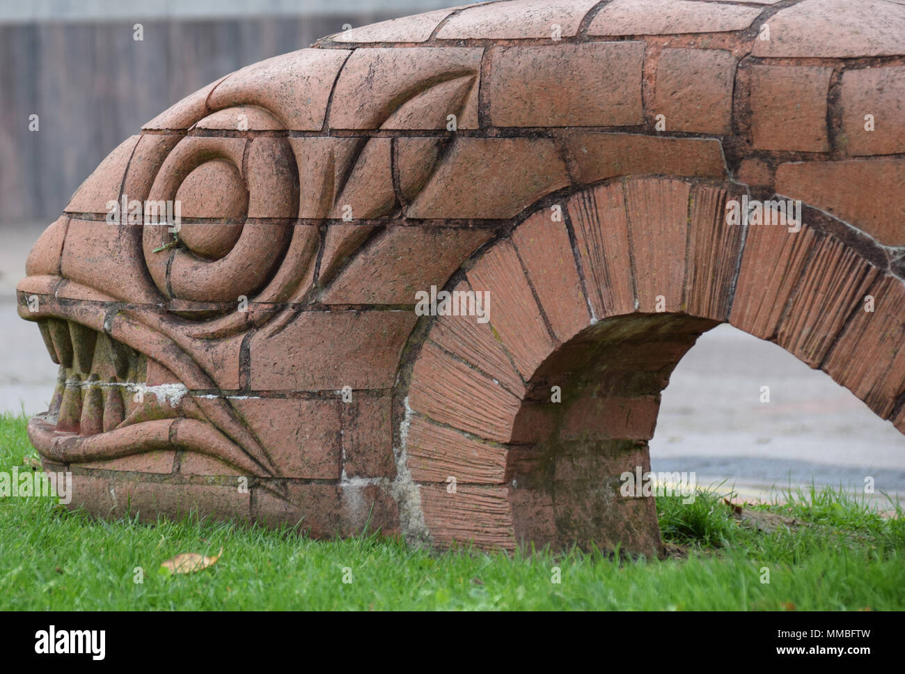 A statue of a fish made in brick in Cardiff Stock Photo - Alamy