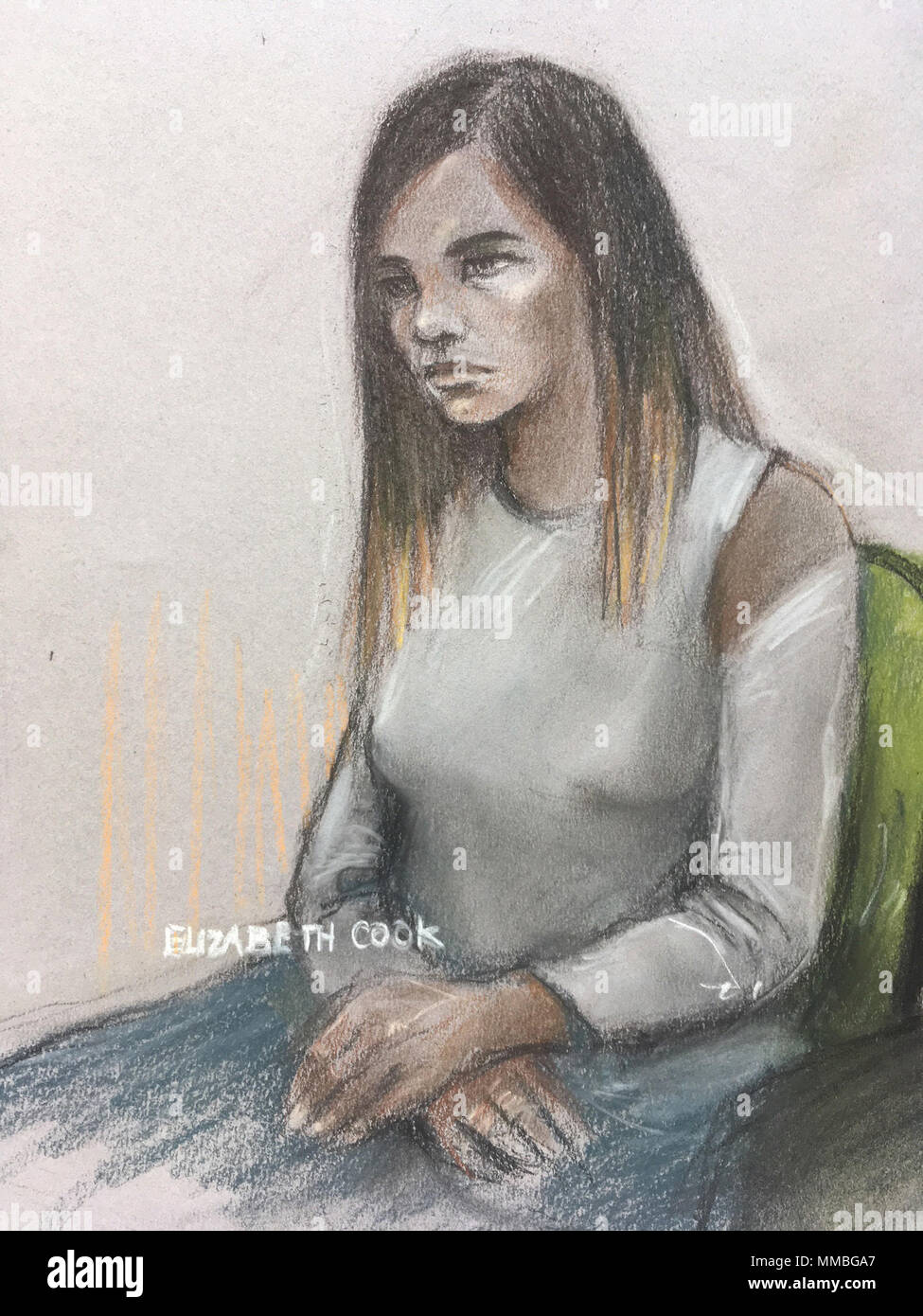 Court artist sketch by Elizabeth Cook of Safaa Boular appearing at the ...