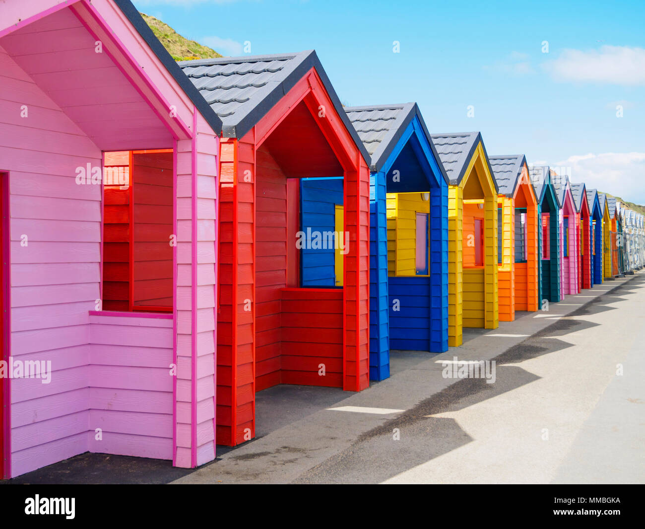 Beach huts at saltburn by the sea hi-res stock photography and images ...