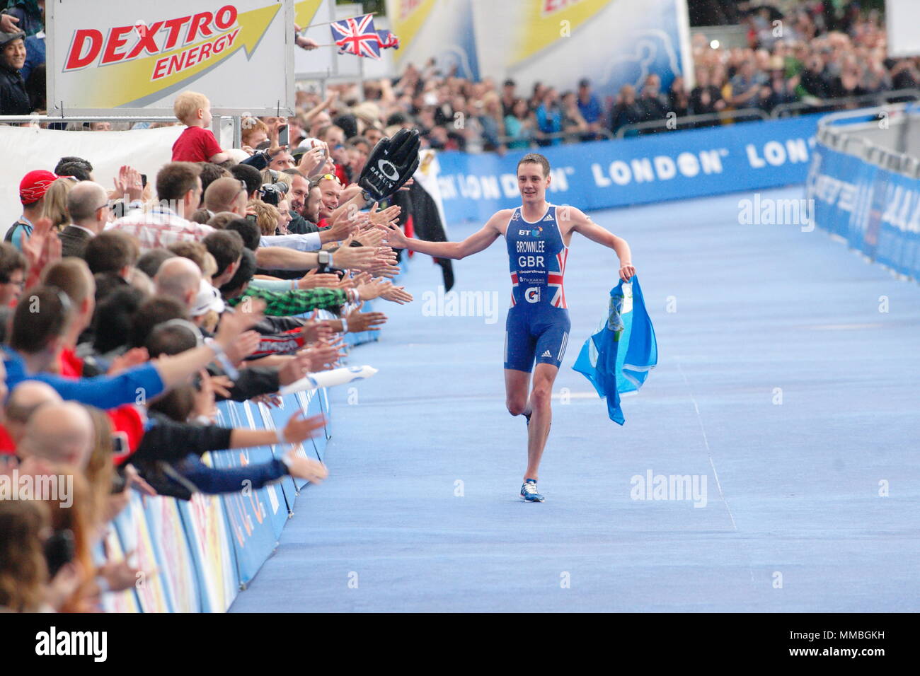 UK - Triathlon - Finish - Alistair Brownlee enjoys the support of the ...