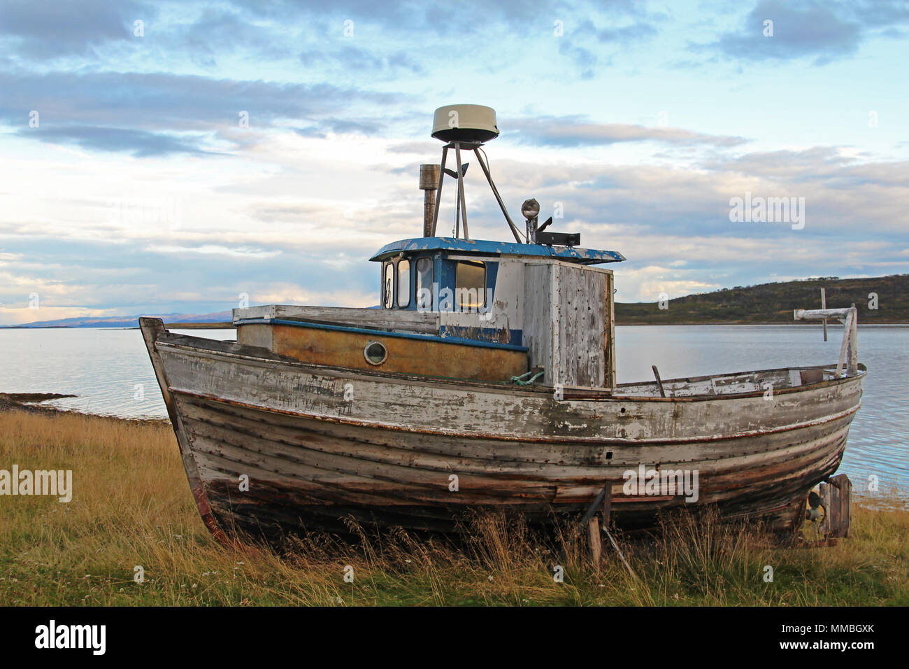 Old fishing boat, fjord of Varanger, Norway, Europe Stock Photo - Alamy
