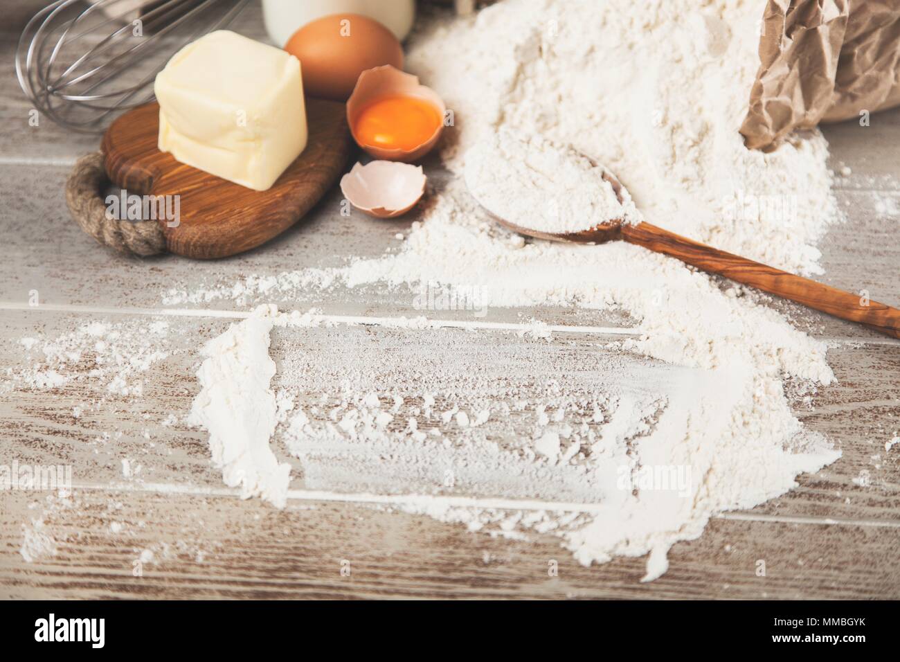 Basic baking ingredients Stock Photo - Alamy