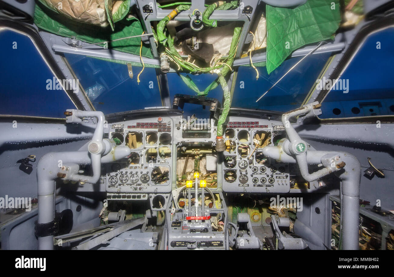 Broken cockpit pilots of a passenger plane Stock Photo - Alamy