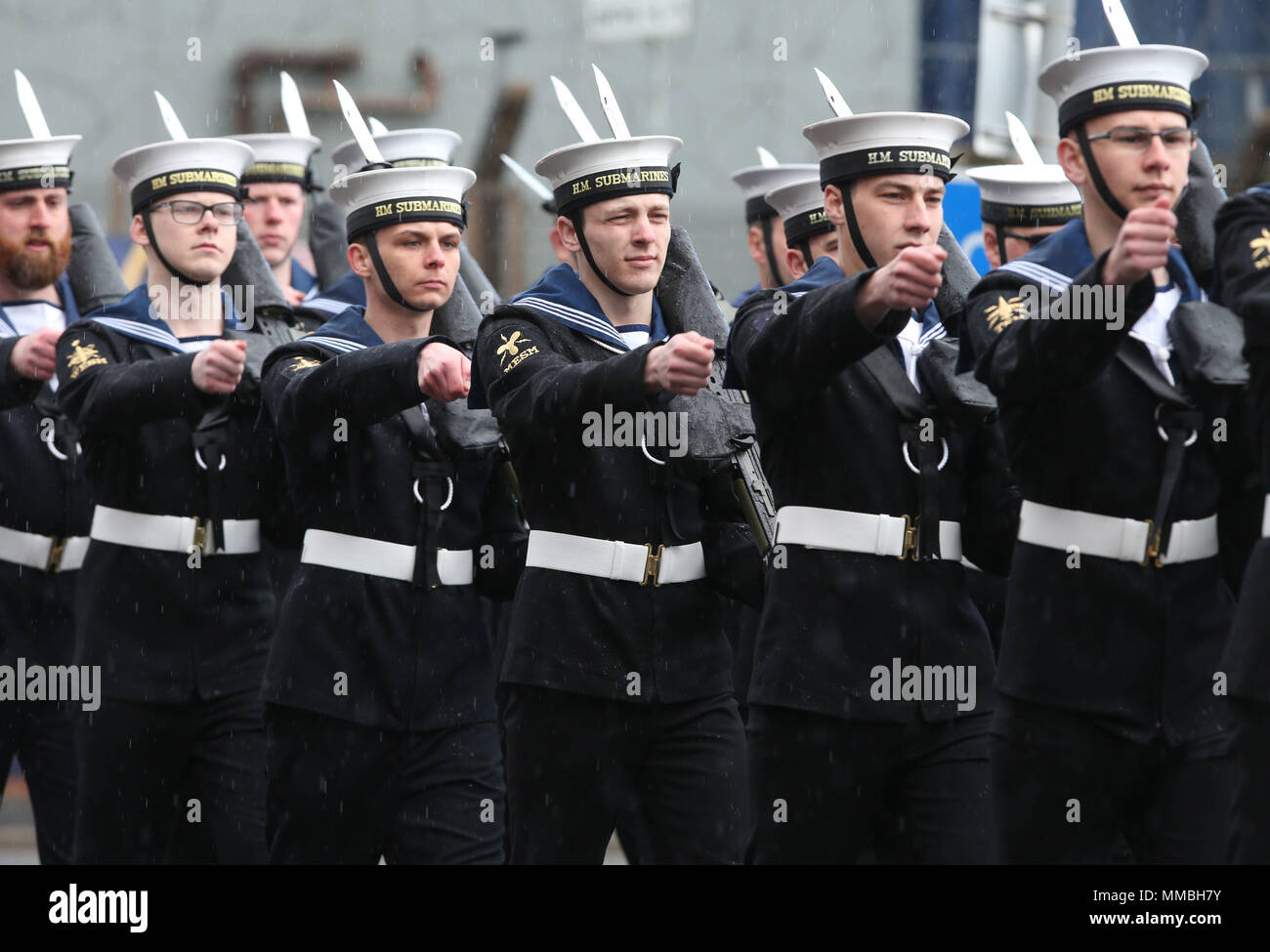 Military personnel move into position during ceremonial divisions ...