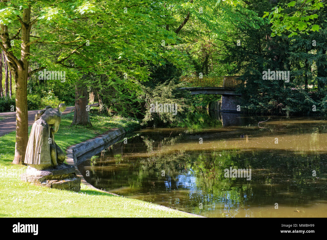 Lake in public parc Waux-Hall in Mons, Belgium in spring Stock Photo ...