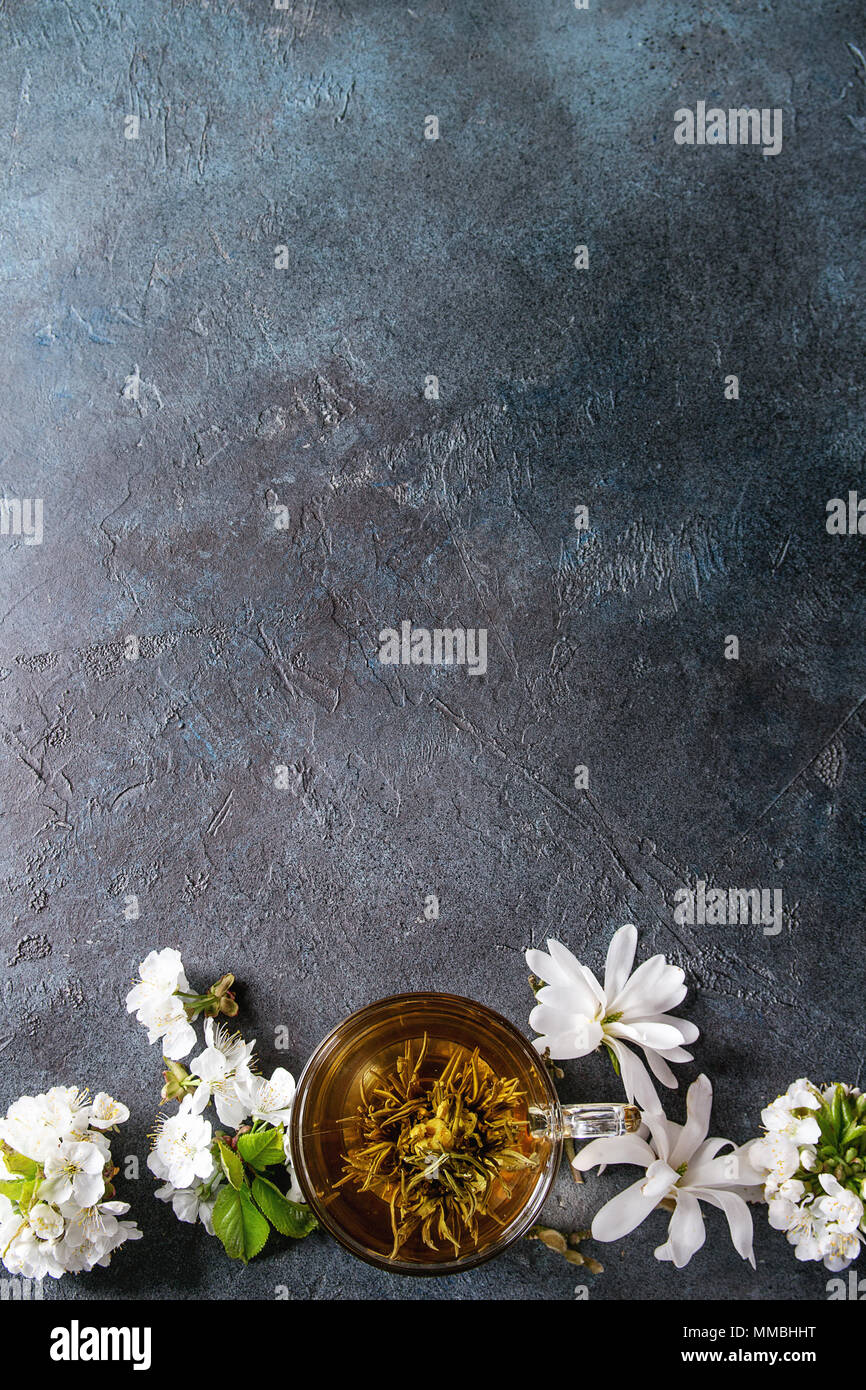 Tea with spring flowers Stock Photo - Alamy