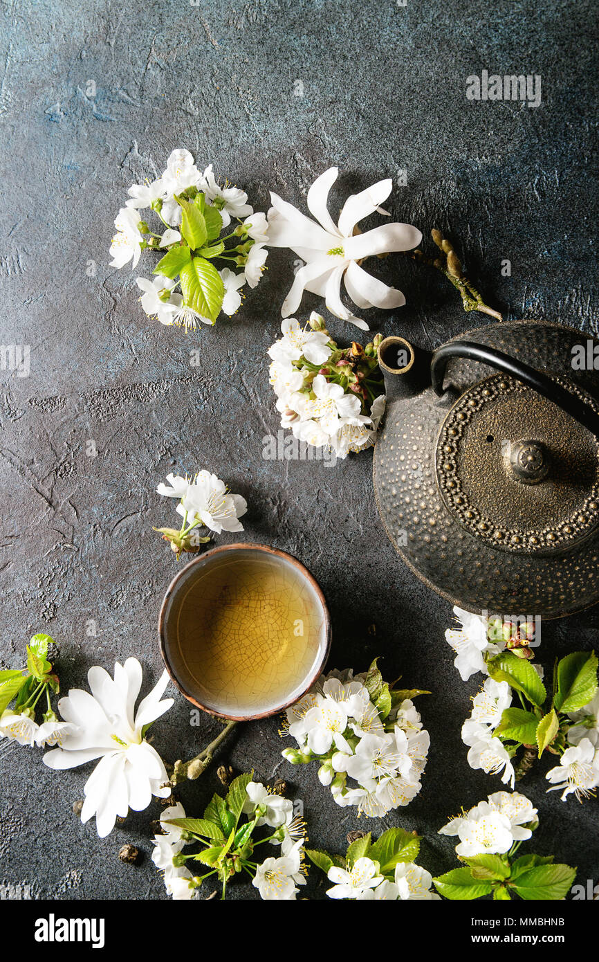 Tea with spring flowers Stock Photo - Alamy