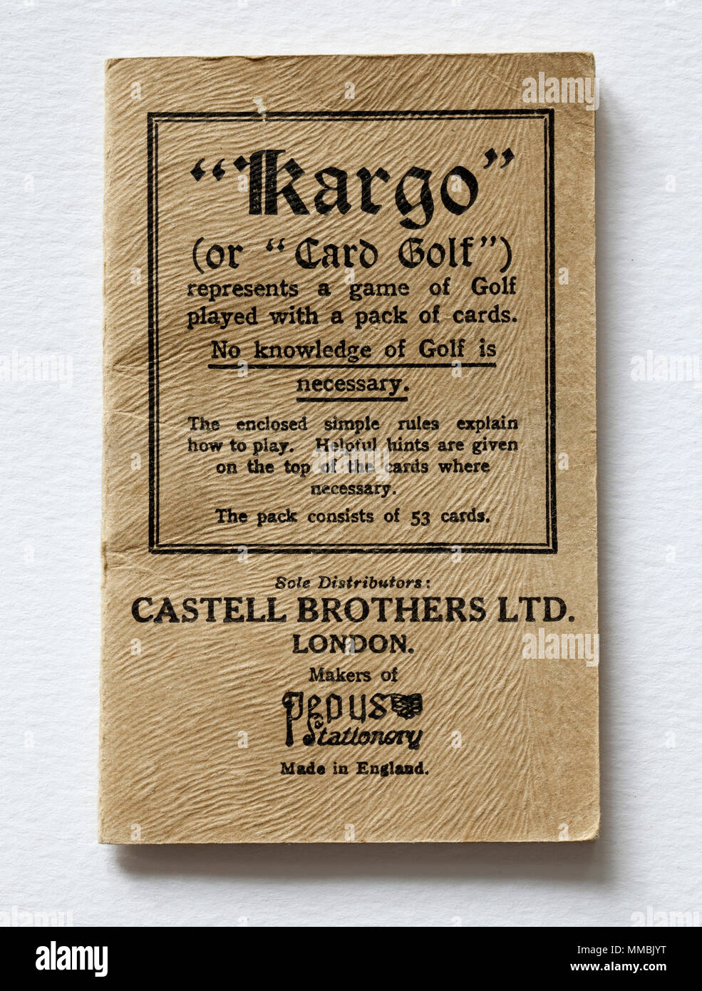 Rules Booklet from a set of Kargo Golf Game Playing Cards Stock Photo ...