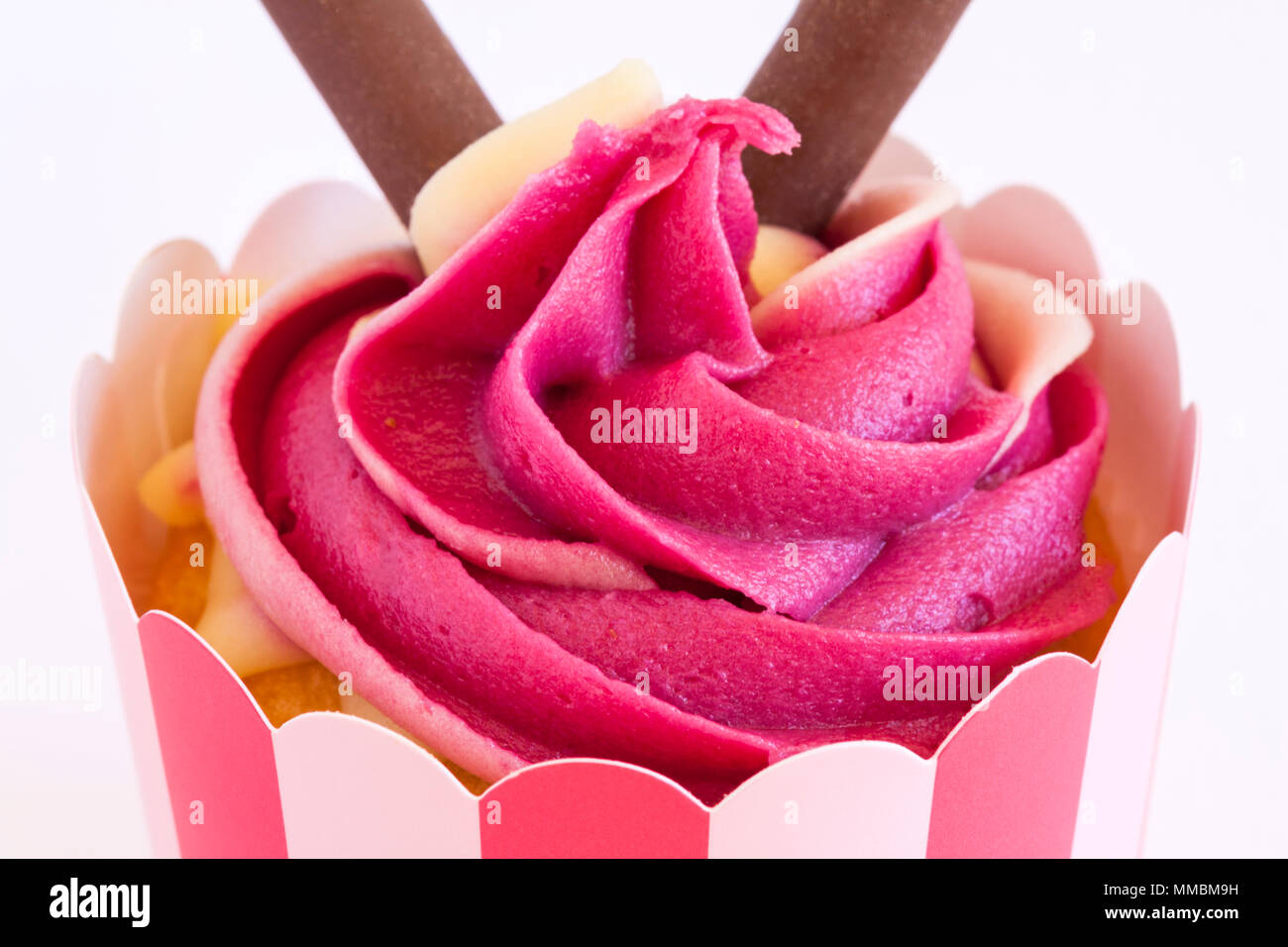M&S Raspberry Ripple Sundae Cake close up with white background Stock ...