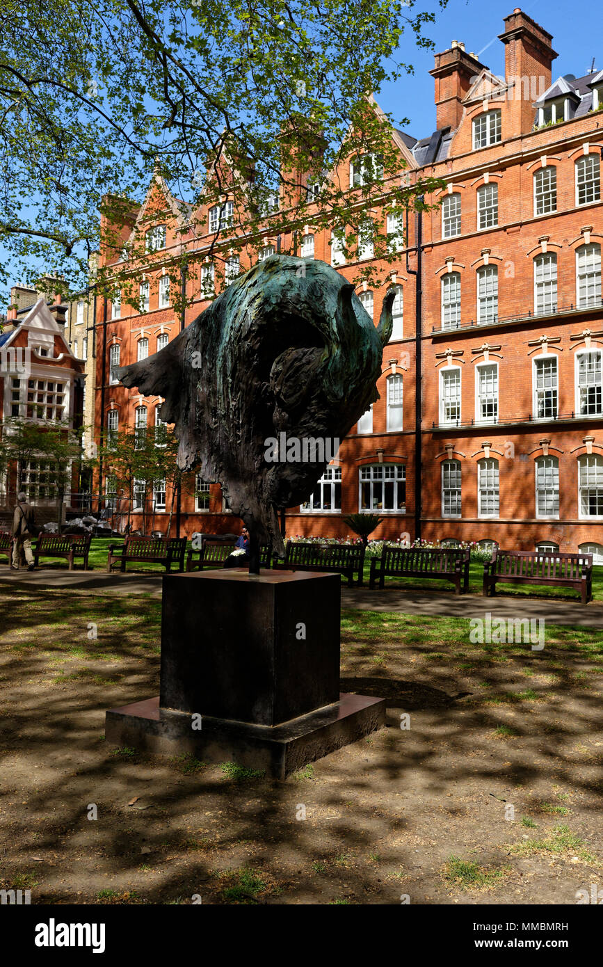 Sculpture of a Horse's head on a plinth, Mount Street Gardens, mayfair ...