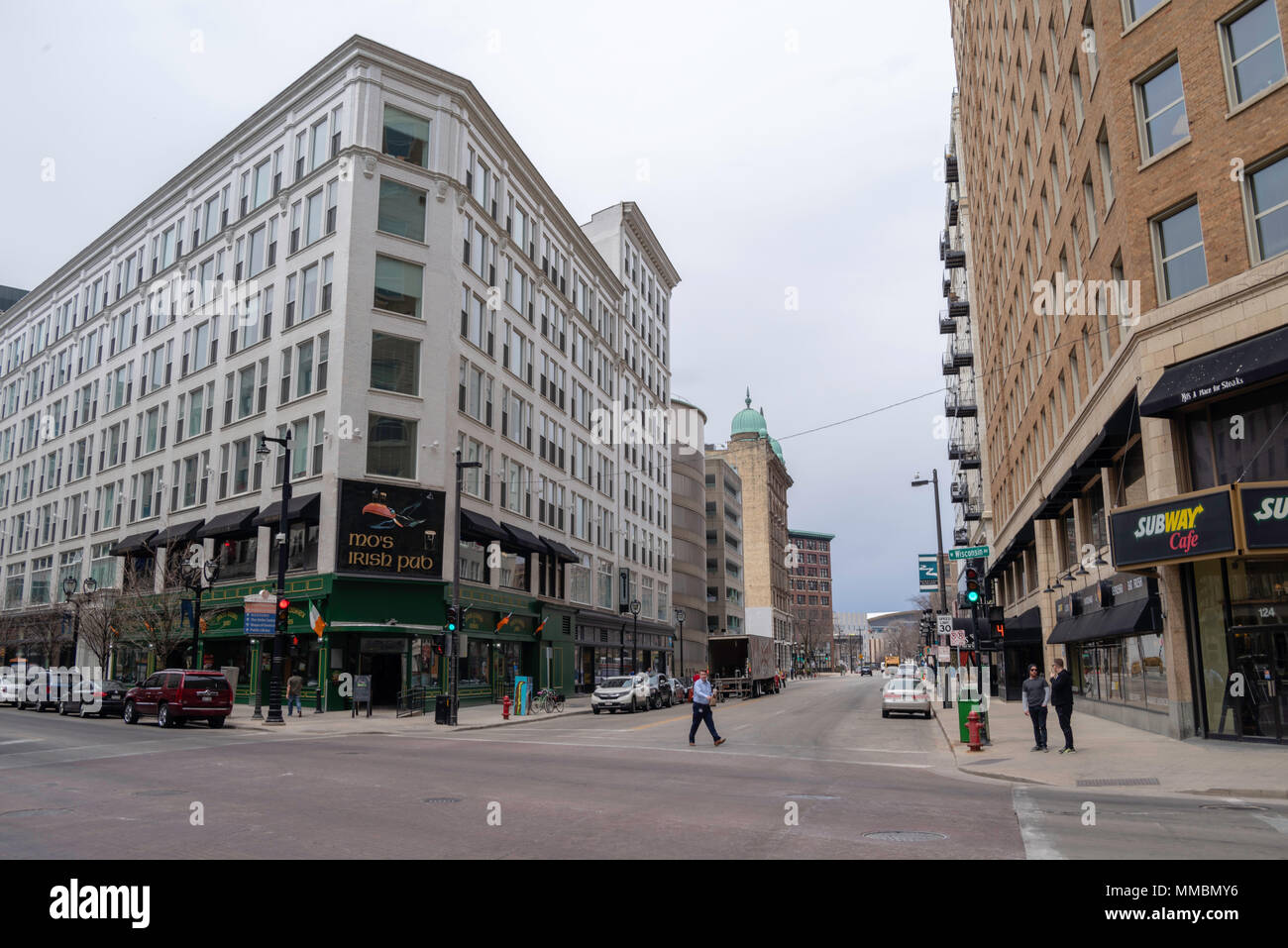 View of Mo's Irish Pub in downtown Milwaukee, Wisconsin, USA, corner of ... View of Mo's Irish Pub in downtown Milwaukee, Wisconsin, USA, corner of ...