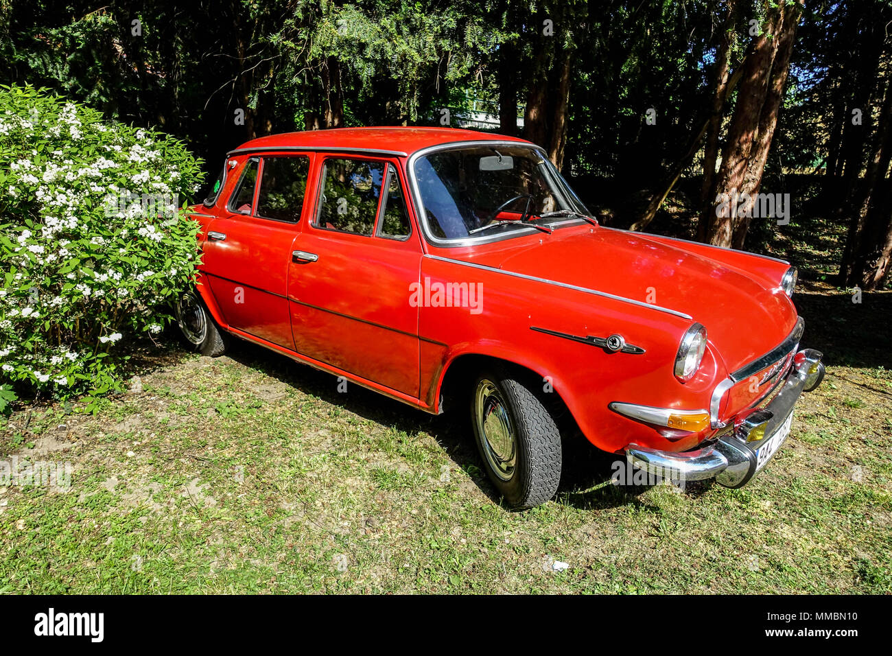 Czechoslovakia 1970s Red Skoda 1000 MB, Czechoslovak Oldtimer Car ...