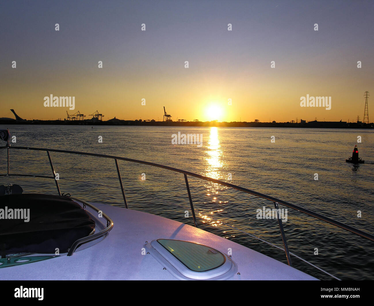 Sunset on the Lake Champlain seen from a boat Stock Photo - Alamy