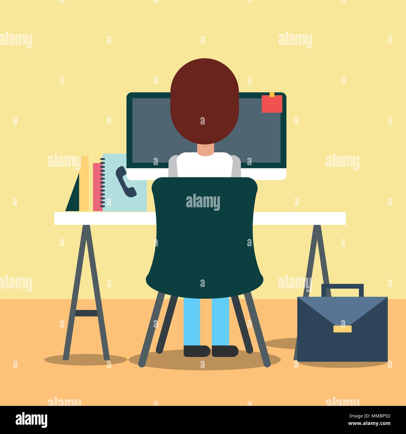 Office chair back view Stock Vector Images - Alamy