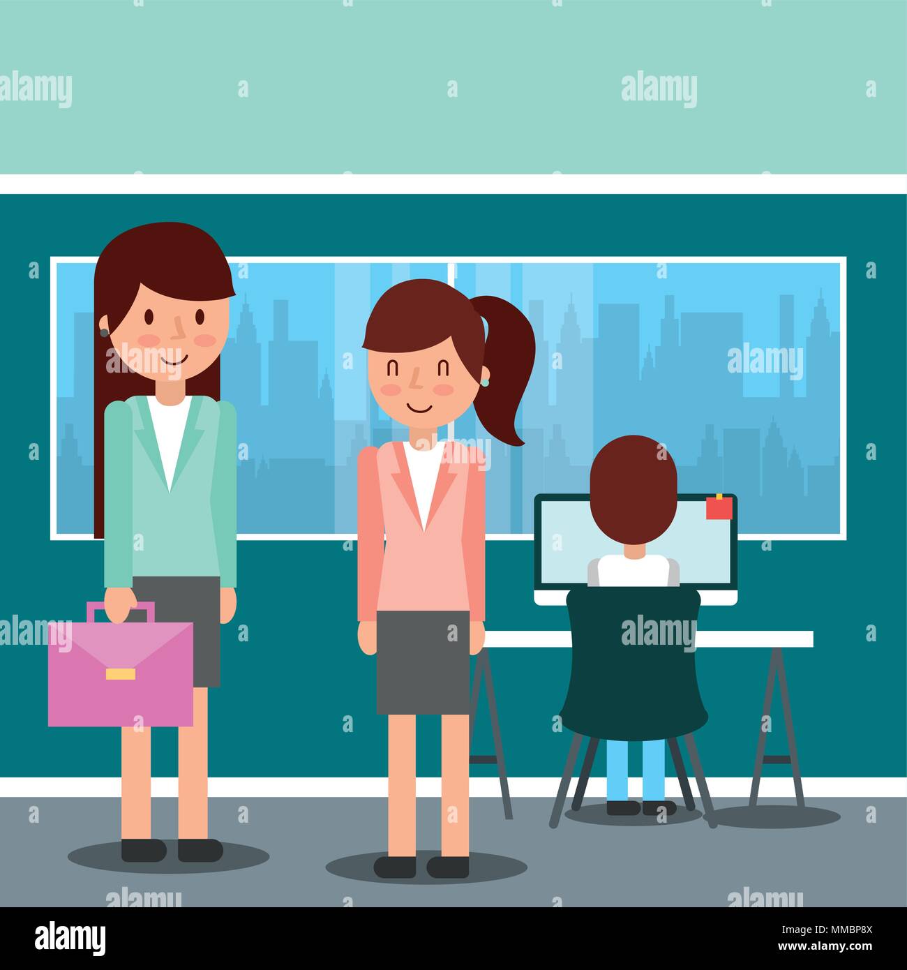 Business people talking window Stock Vector Images - Alamy