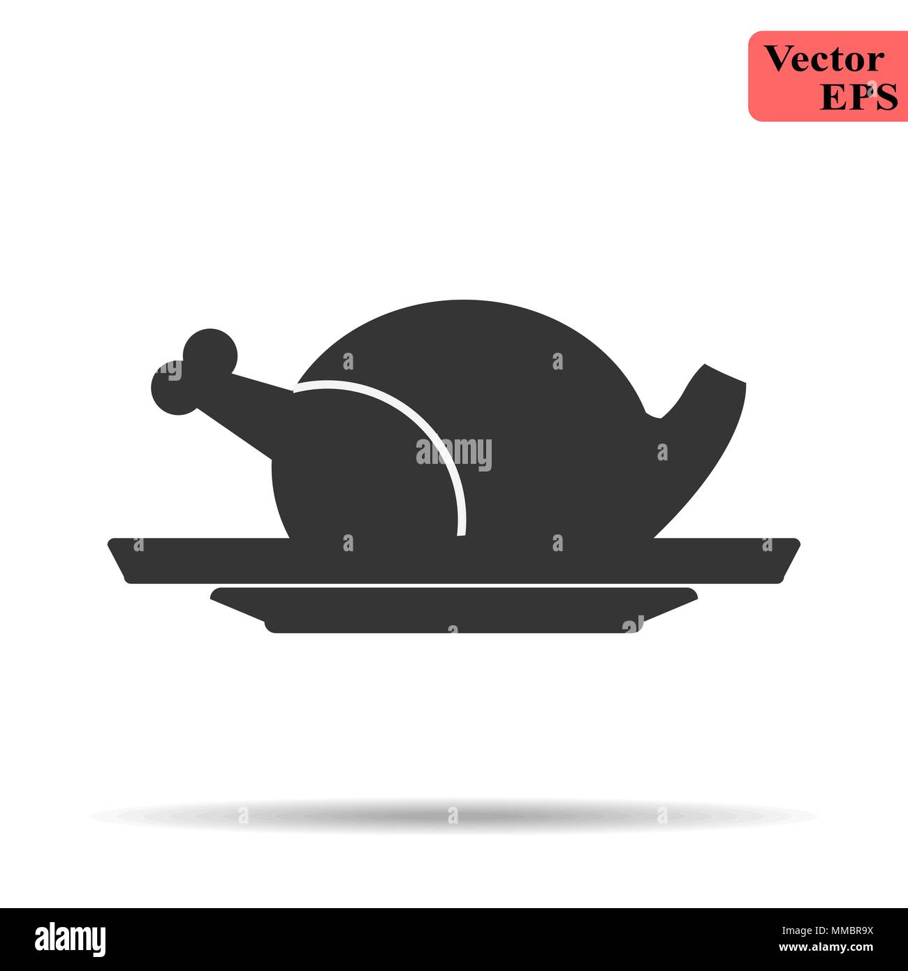 Chicken in plate. chicken icon illustration isolated vector sign symbol ...