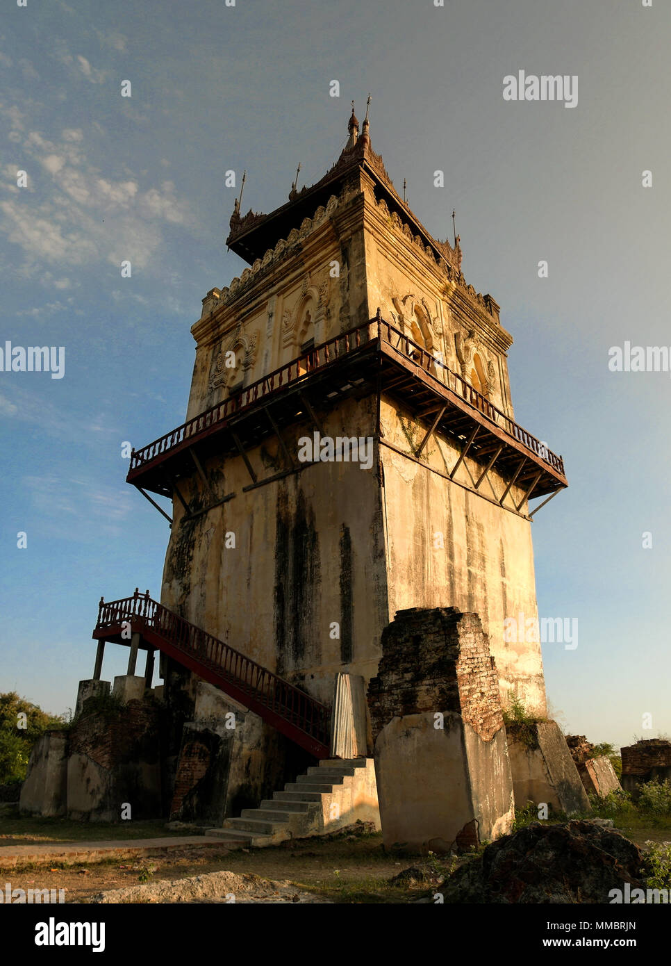 Ava masonry watchtower, example of early 19th century Burmese ...