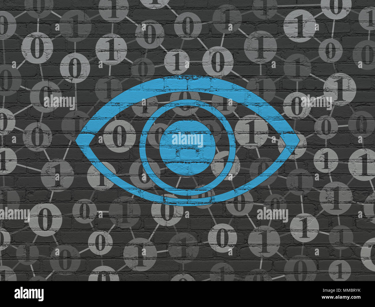 Protection concept: Eye on wall background Stock Photo - Alamy