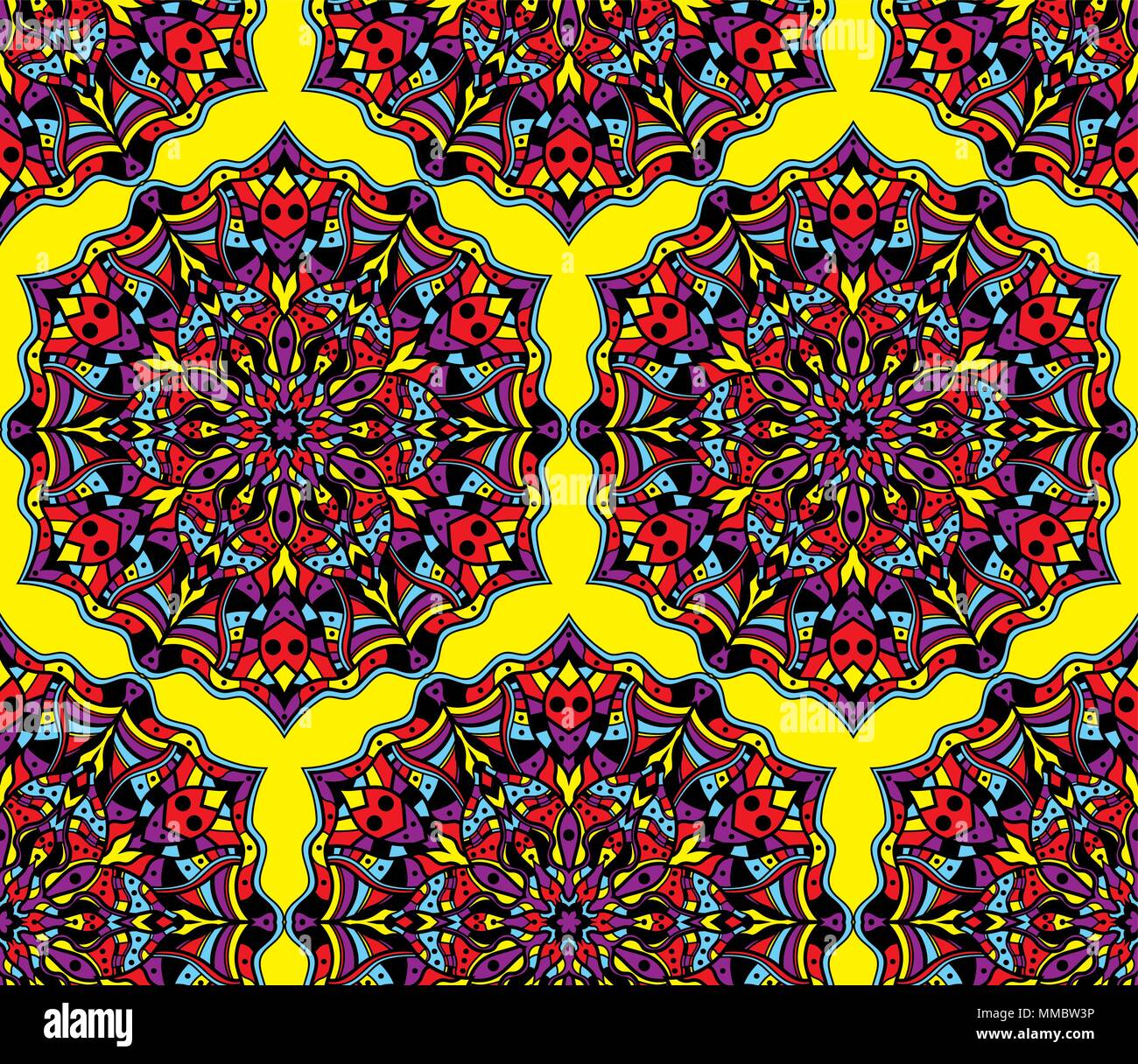 Seamless repeating pattern of mandalas Stock Vector Image & Art - Alamy