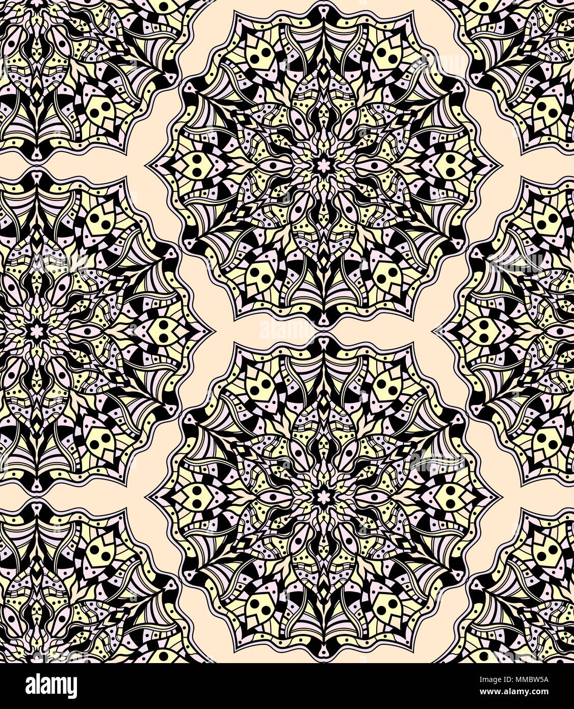 Seamless repeating pattern of mandalas Stock Vector Image & Art - Alamy