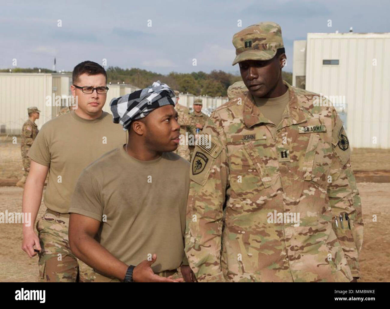 Capt. Charles John, The Civil Affairs Officer for the 13th ESC, speaks ...