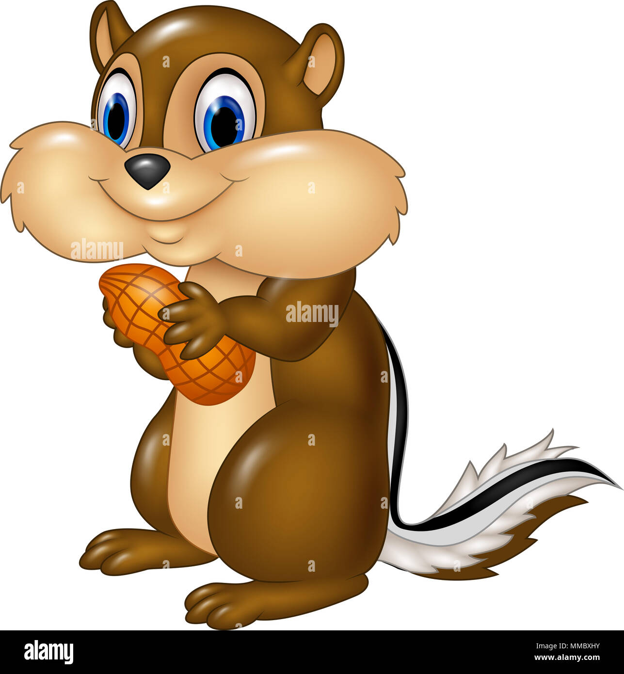 Cartoon chipmunk holding peanut isolated on white background Stock ...