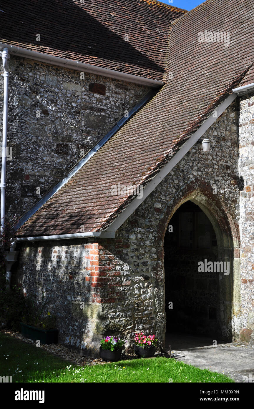 Main doorway entrance into Tarrant Rushton church, Dorset, UK Stock ...