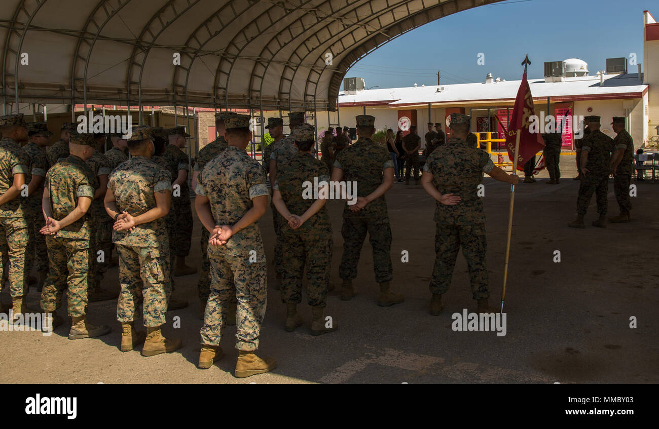 U.S. Marines assigned to Combat Logistics Company (CLC) 16 stand at ...
