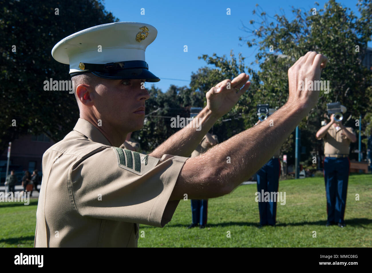 SAN FRANCISCO (Oct. 7, 2017) Sgt., Wesley Hayes, enlisted conductor ...