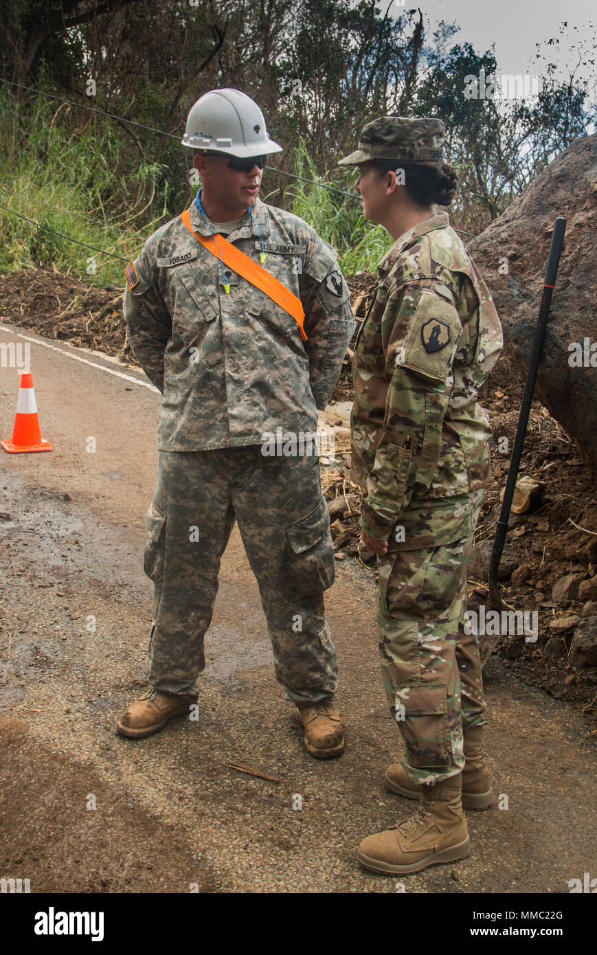 U.S. Army Reserve Spc. Anthony Tosado, talks with Brig. Gen. Dustin ...