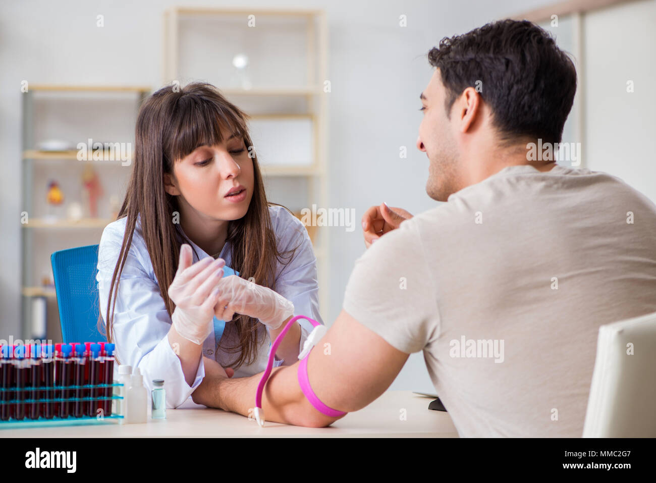 Patient during blood test sampling procedure taken for analysis Stock ...
