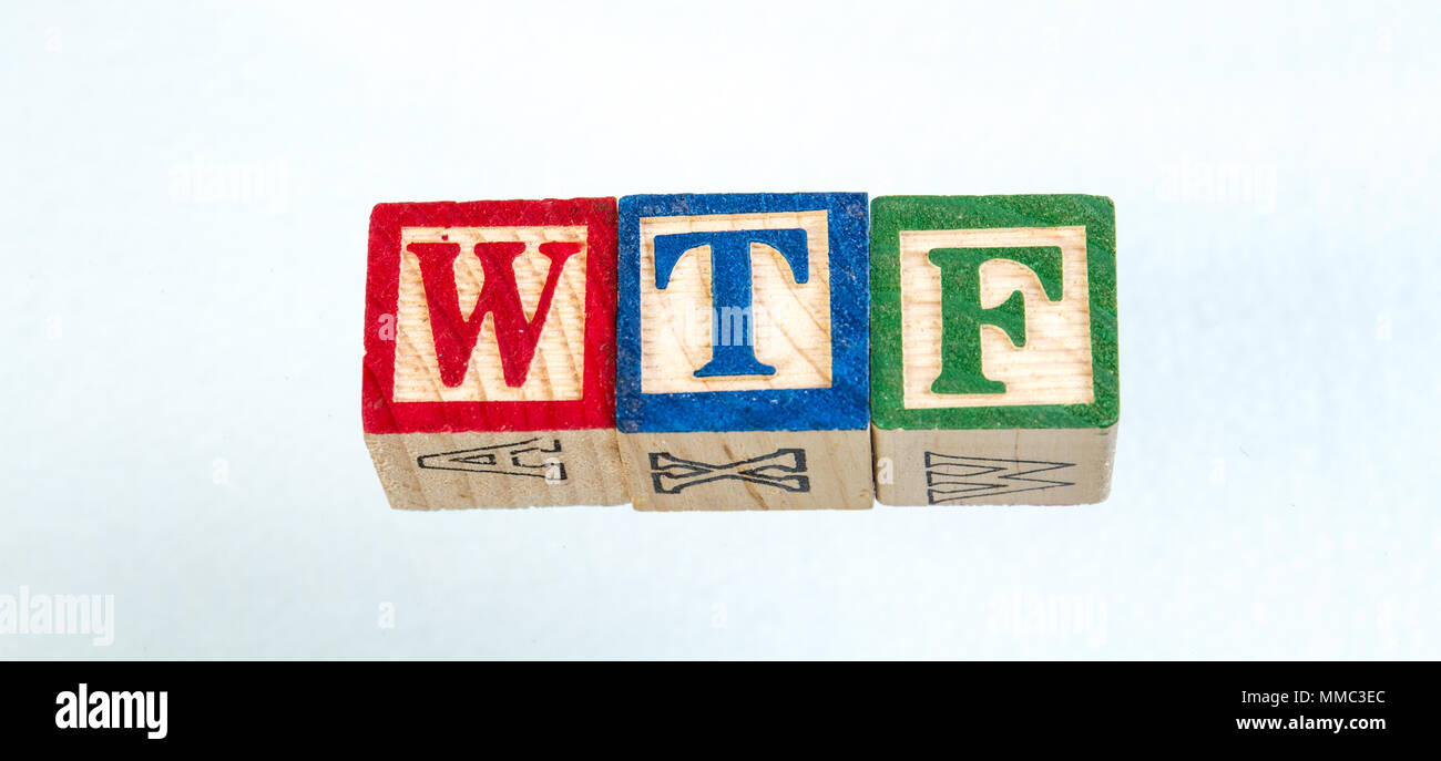 The phrase WTF visually displayed on a white background using colorful ...