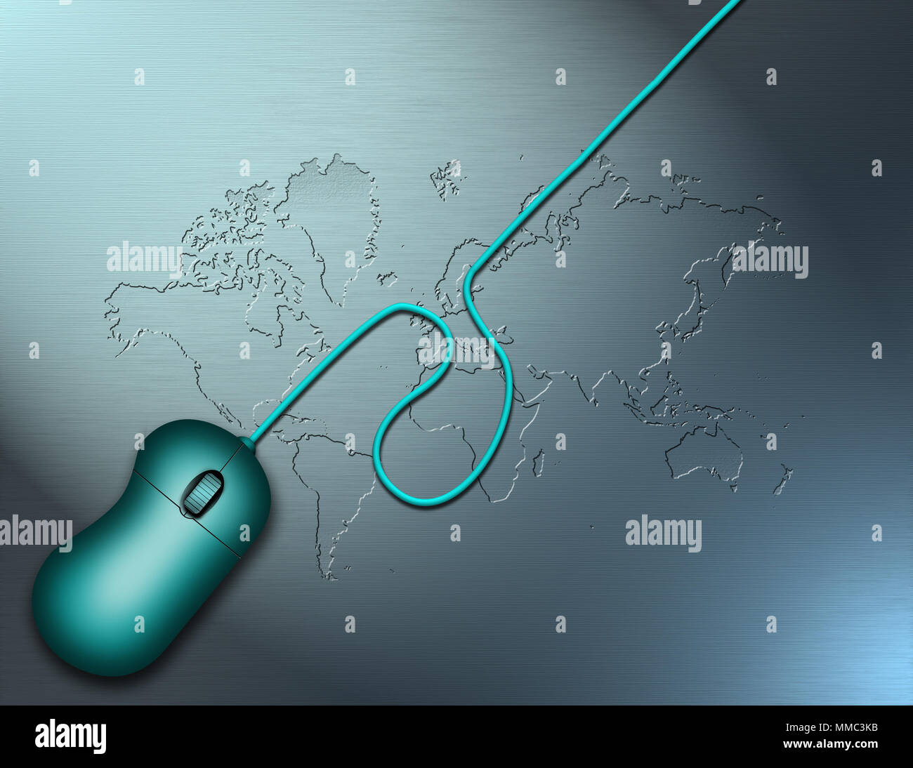 Computer mouse. World map background Stock Photo - Alamy