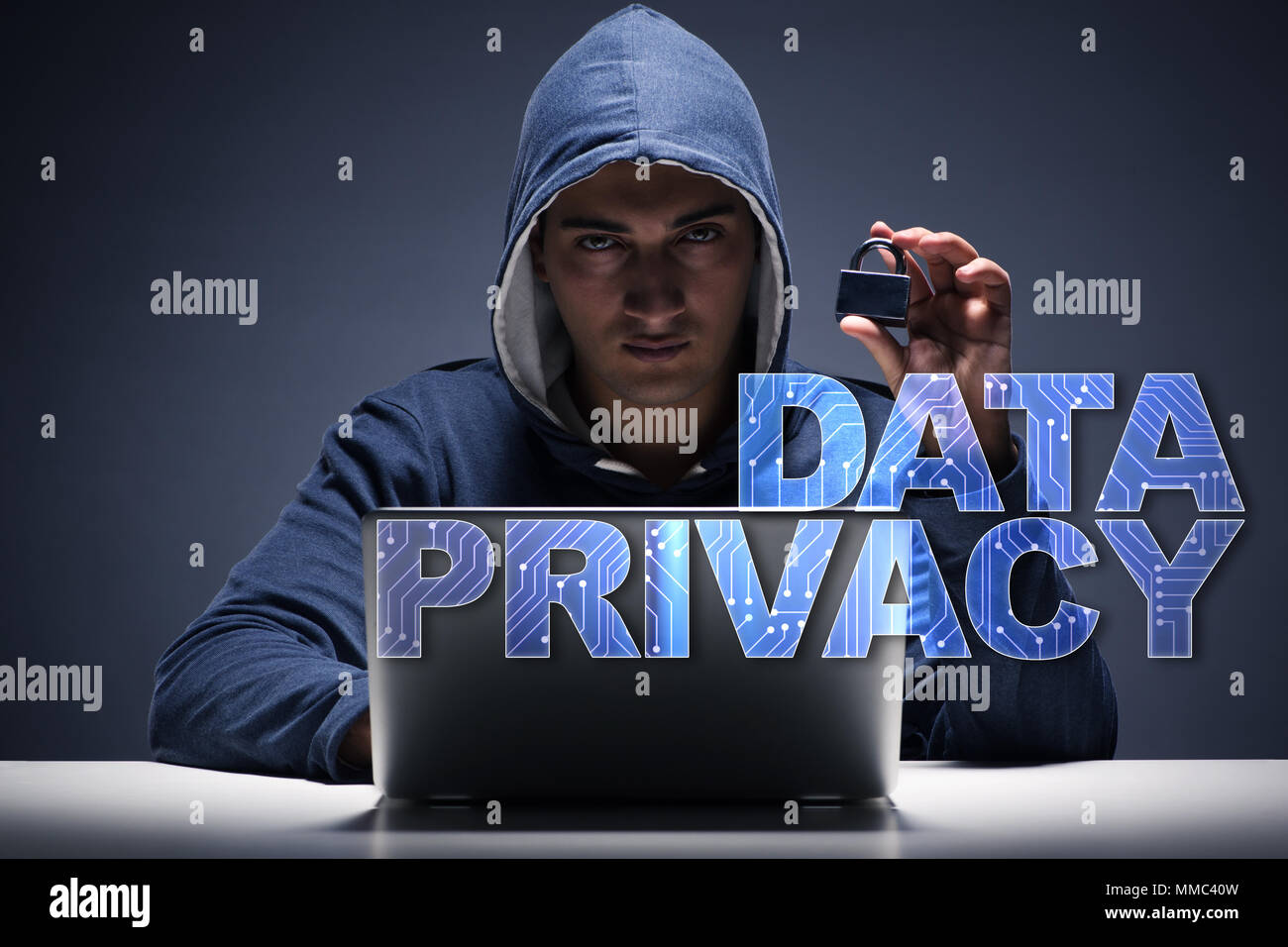 Data privacy concept with hacker stealing personal information Stock ...
