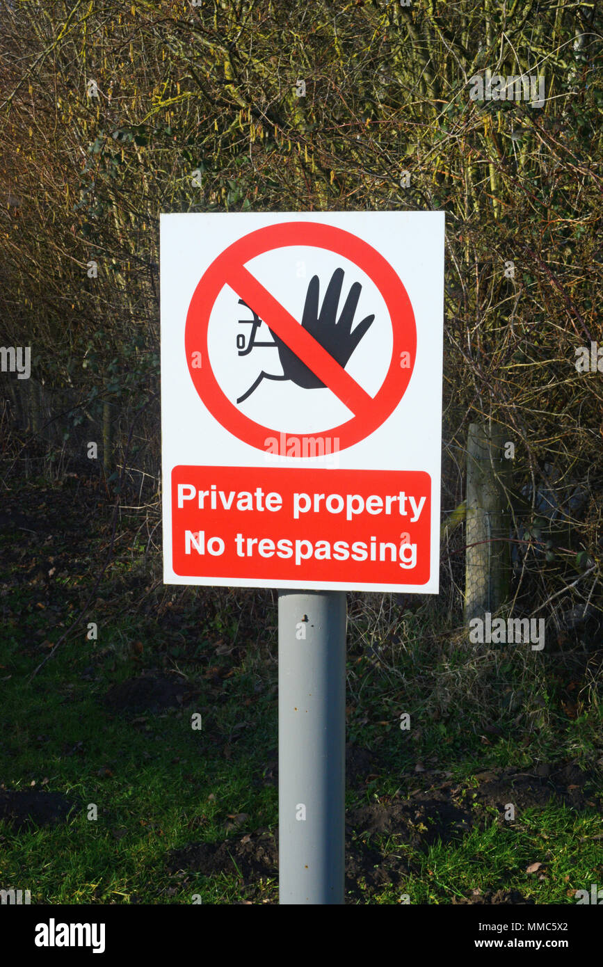 private property no trespassing warning sign by electricity sub station ...