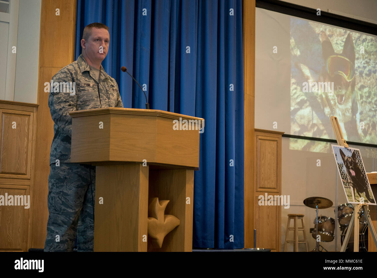Tech Sgt. Robert Prim, 366th Security Forces Squadron kennel master ...