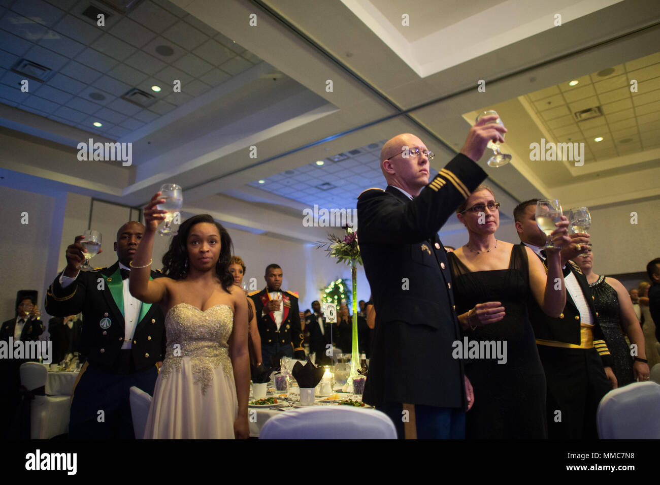Guests toast during the U.S. Transportation Command (USTRANSCOM) 30th ...