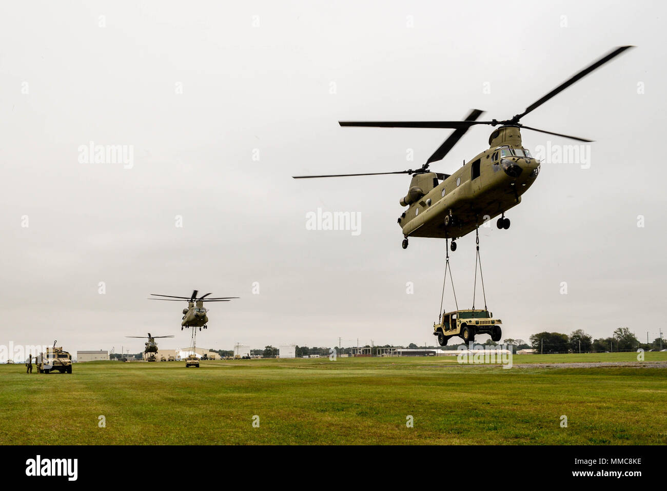 U.S. Army UH-60 Blackhawk and CH-47 Chinook helicopters assigned to the ...
