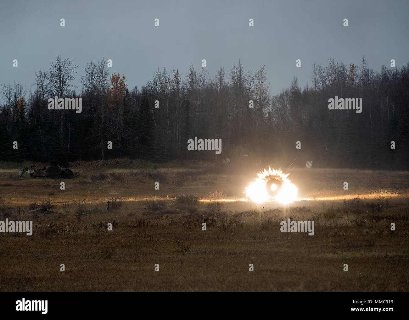 A M136E1 AT4-CS confined space light anti-armor weapon round explodes ...