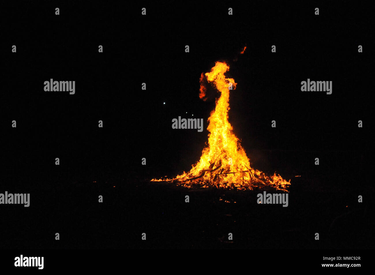 The lightning of the main fire at the Hillula (a celebration day) for ...