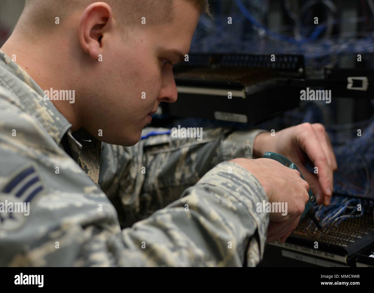 U.S. Air Force Senior Airman Alexander Sinclair, a member of the 101st ...