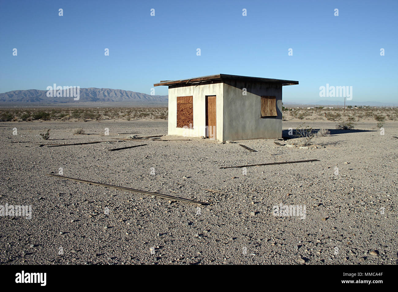 Abandoned homestead, Mojave Desert, the Californian High Desert, under ...