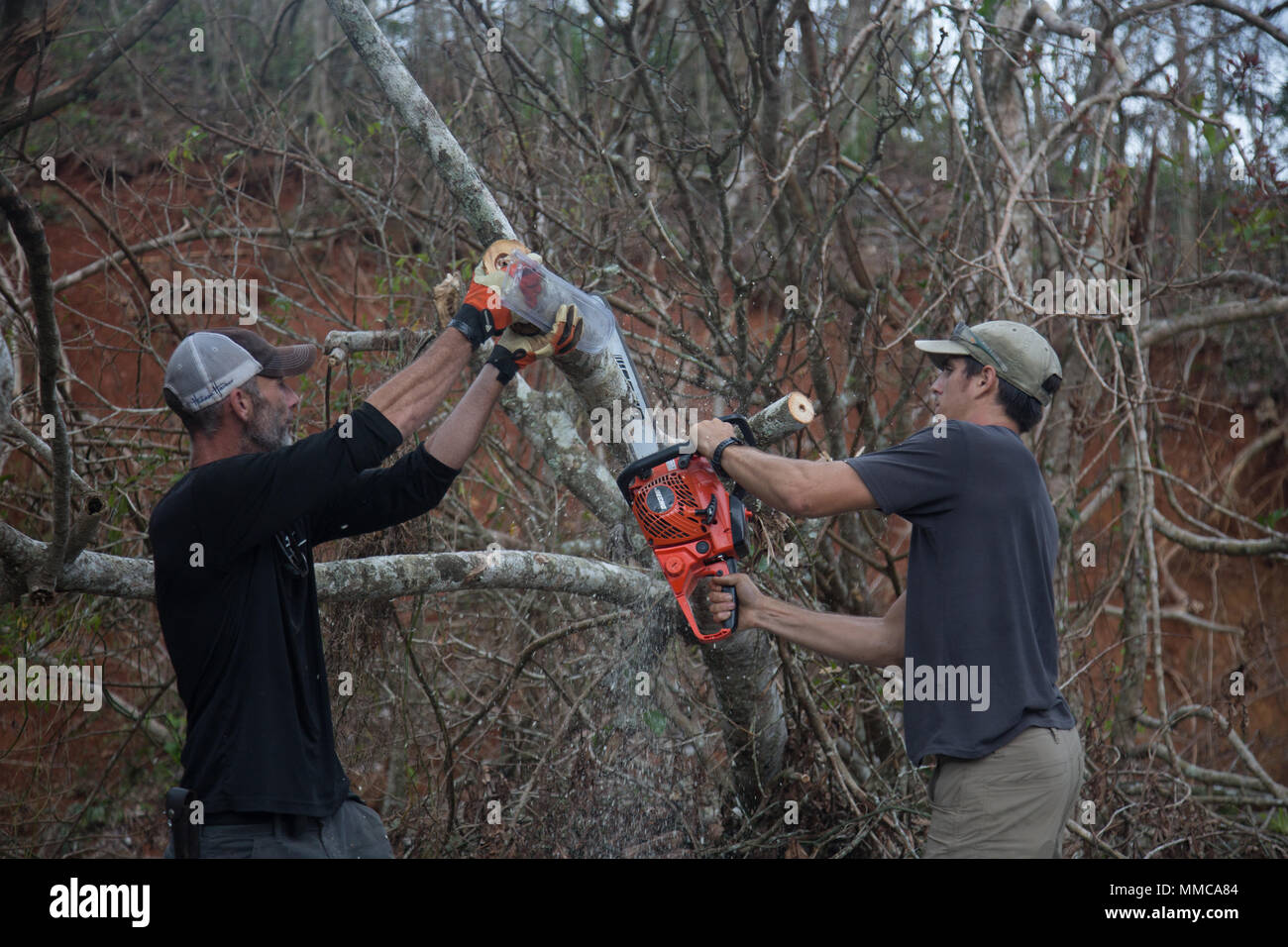 Dan Braithwaite (left) and Tim Burd, contractors with the Crisis Relief ...