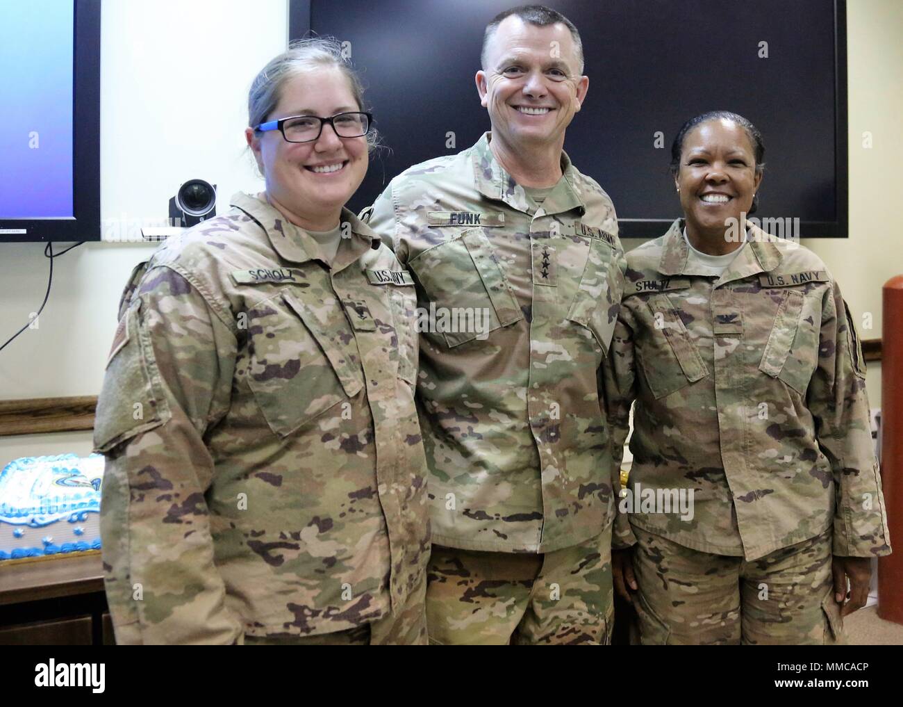 U.S. Army Lt. Gen. Paul Funk II (Center) commander of Combined Joint ...